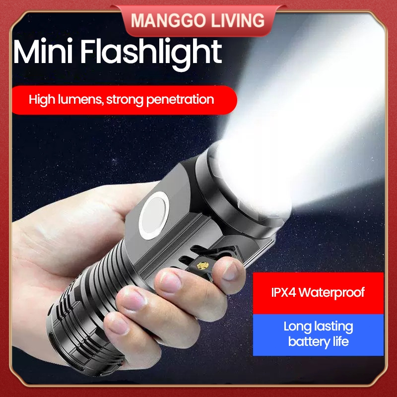 Portable Mini Escort Flashlight USB Rechargeable Searchlight Outdoor ...