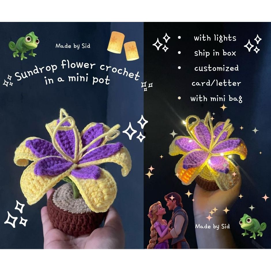 Sundrop flower crochet in a mini pot | Shopee Philippines