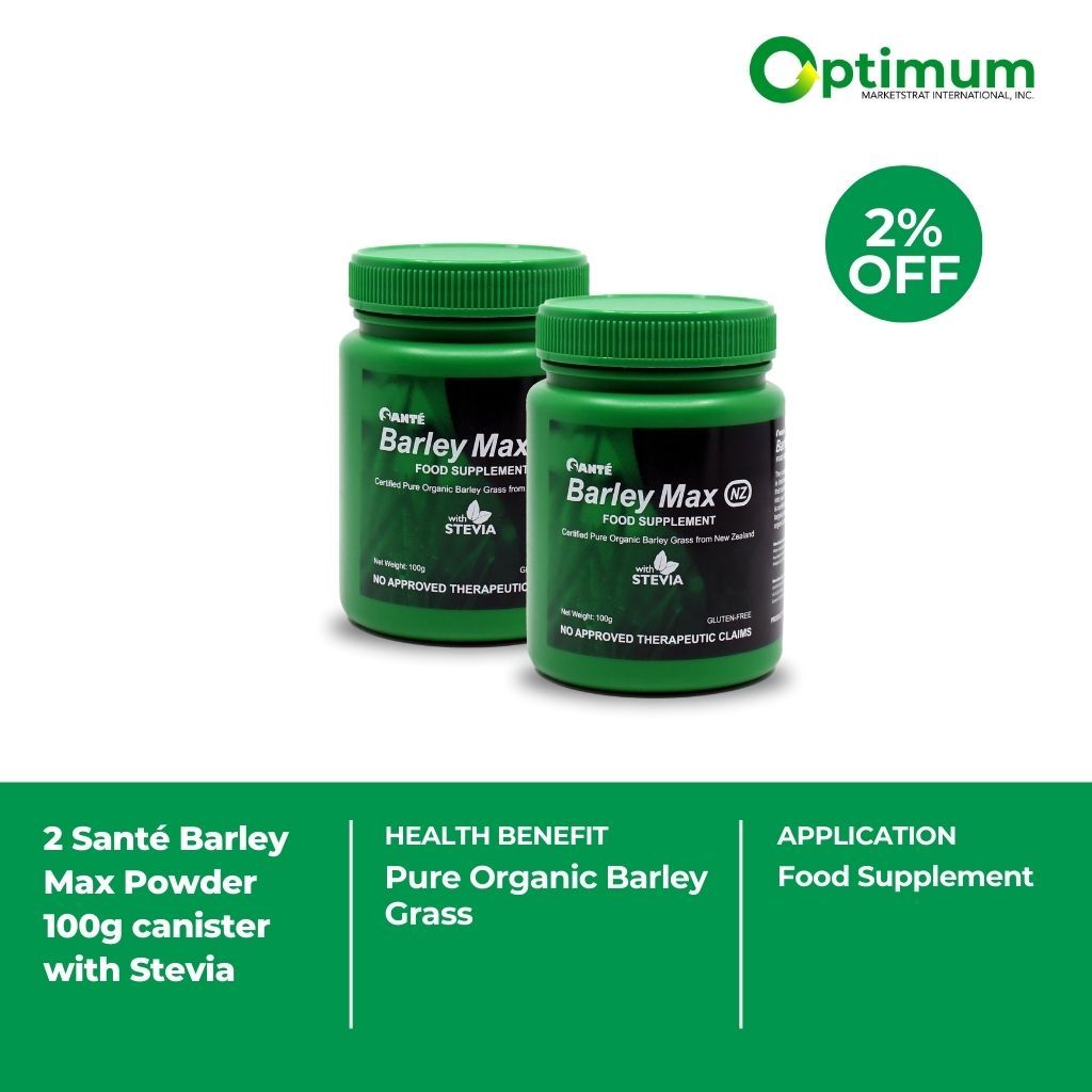 Sante Barley Max Powder 100g canister with Stevia Organic Barley Grass ...