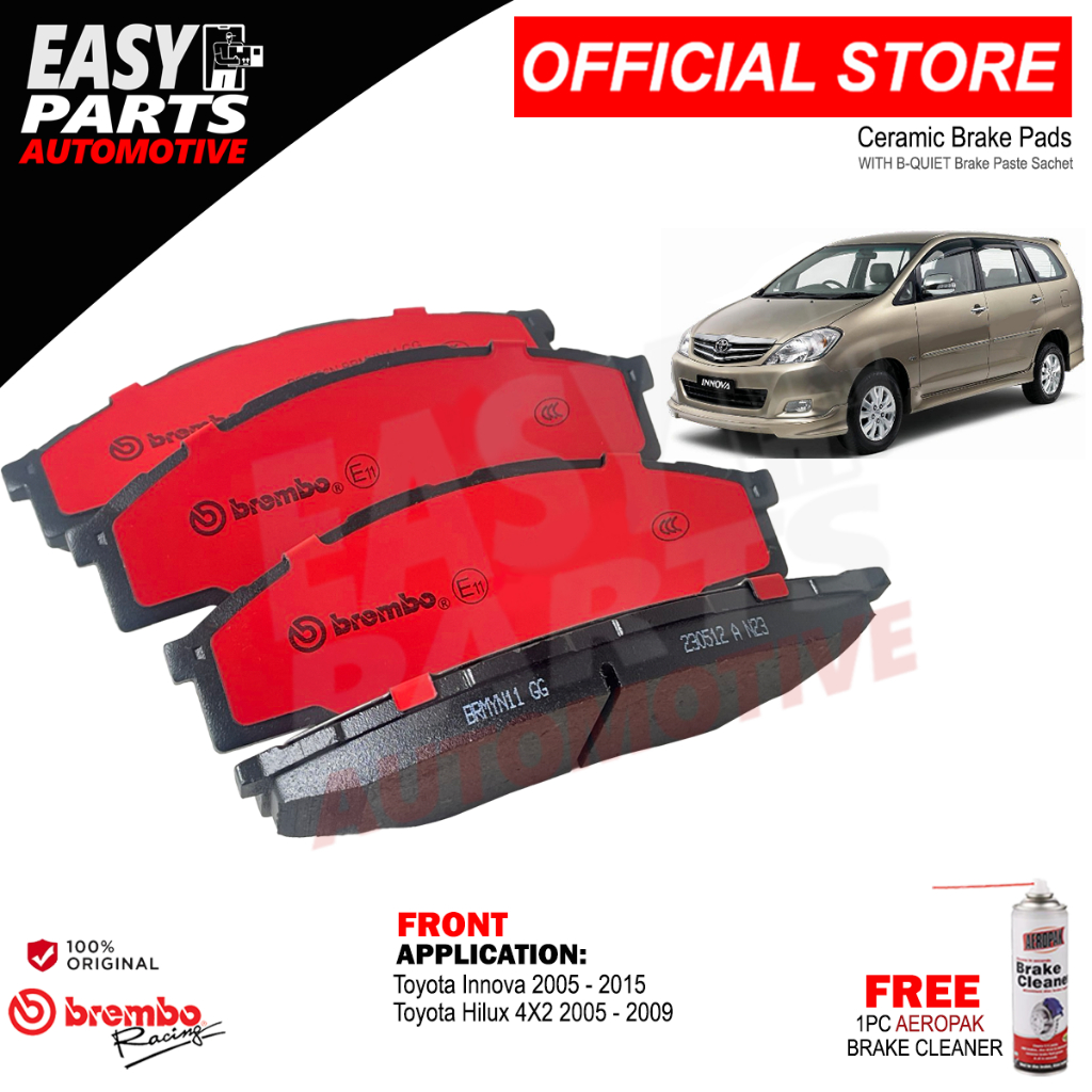 Brembo Brake Pads Toyota Innova Gen 1 06-15, Hilux 4x2 Front | Shopee ...