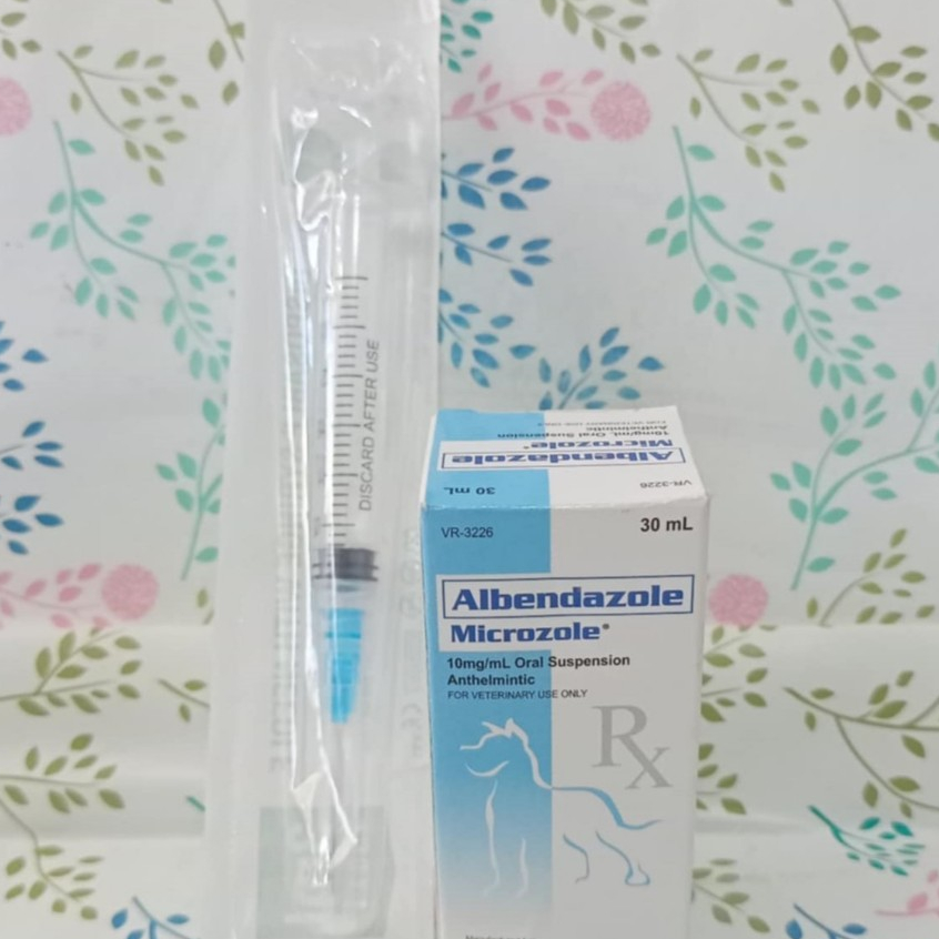 Albendazole ( Microzole ) 30ml with free syringe | Shopee Philippines