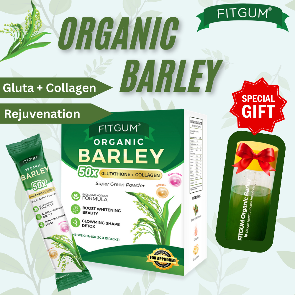 Fitgum Organic Barley Grass Power Original 50X Glutathione + Collagen ...