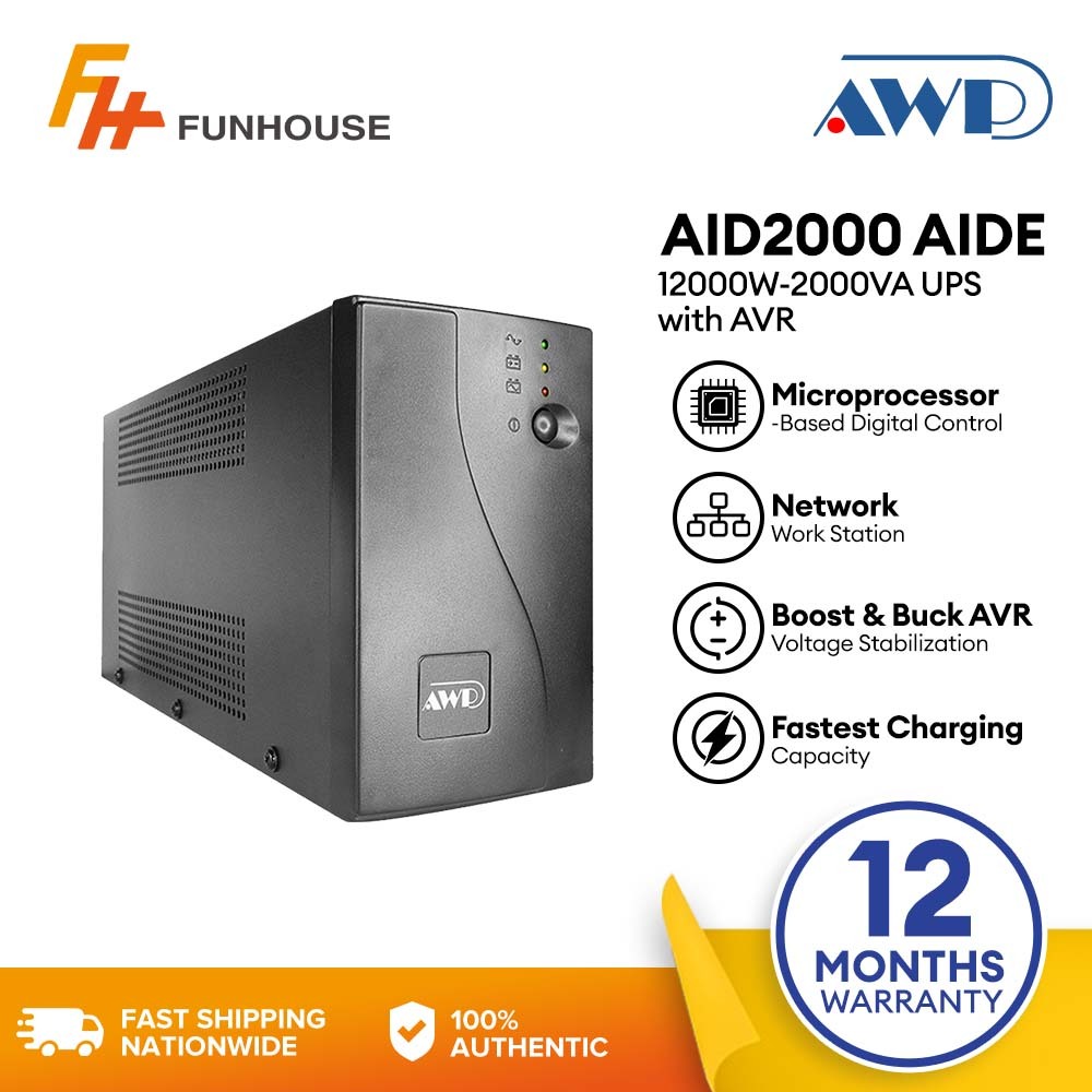 Funhouse | AWP AID2000 Aide 1200W-2000VA UPS with AVR Uninterruptible ...