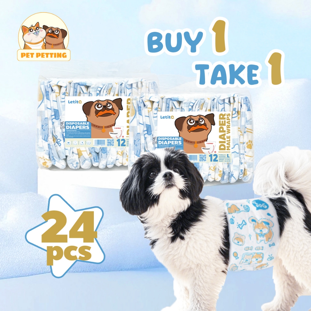【BUY 1 TAKE 1】Petpetting Eco Luxe Diapers 36pcs Male Female Disposable ...