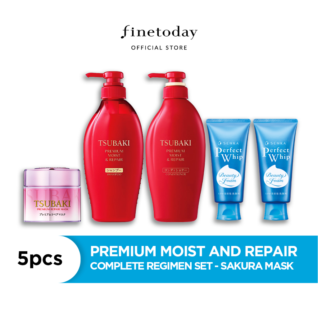Tsubaki Complete Regimen Set [Moist & Repair + Sakura Mask] + Senka ...