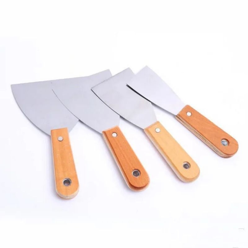 High Carbon Steel Blade Scraper Wood-Handled Practical Putty Knife ...