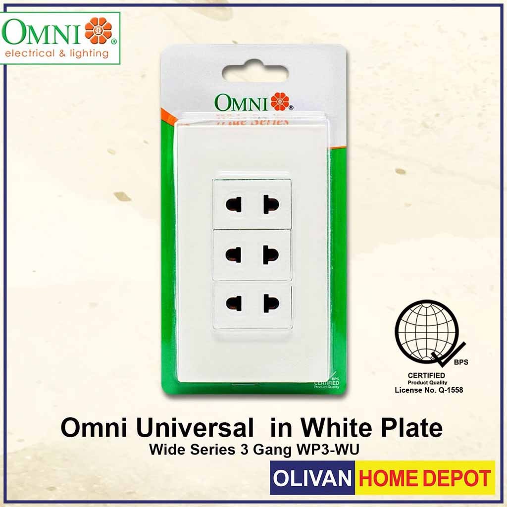 OMNI High Quality Universal Outlet in White Plate Wide Series 1, 2, 3 ...