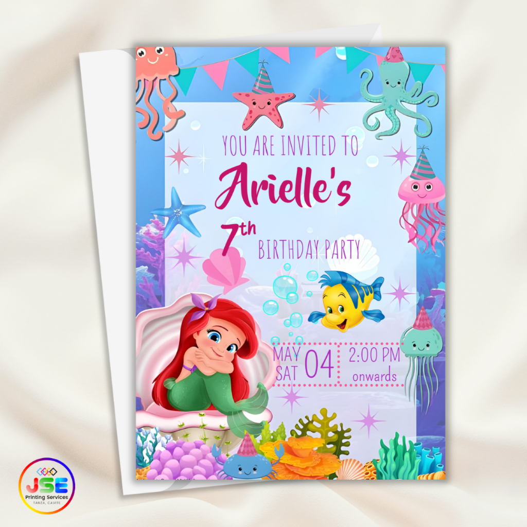 10PCS DISNEY LITTLE MERMAID INVITATION CARD FOR BIRTHDAYS AND OTHER ...