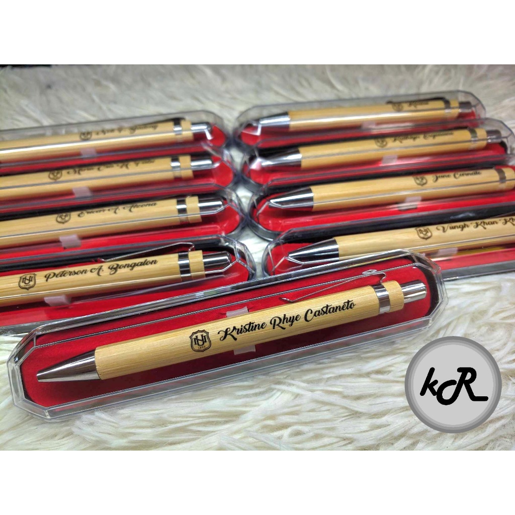 PERSONALIZED BAMBOO PEN WITH CASE (DIFFERENT NAMES) (WITH LOGO) LASER ...
