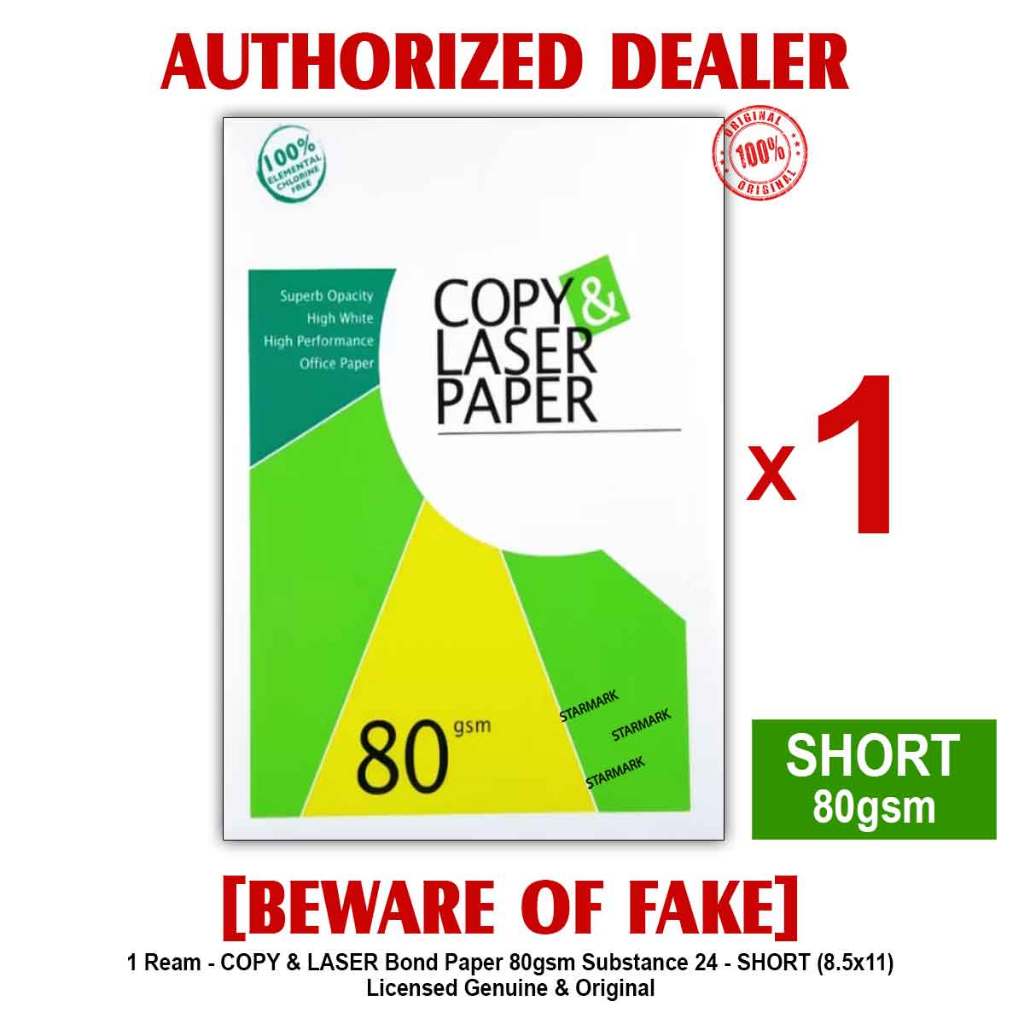 Copy & Laser Paper Bond Paper Papers SHORT 8.5x11in 80gsm Sub.24 Copy ...