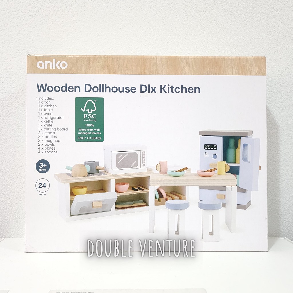 Anko Wooden Dollhouse Deluxe Kitchen Set 24 Pieces | Shopee Philippines