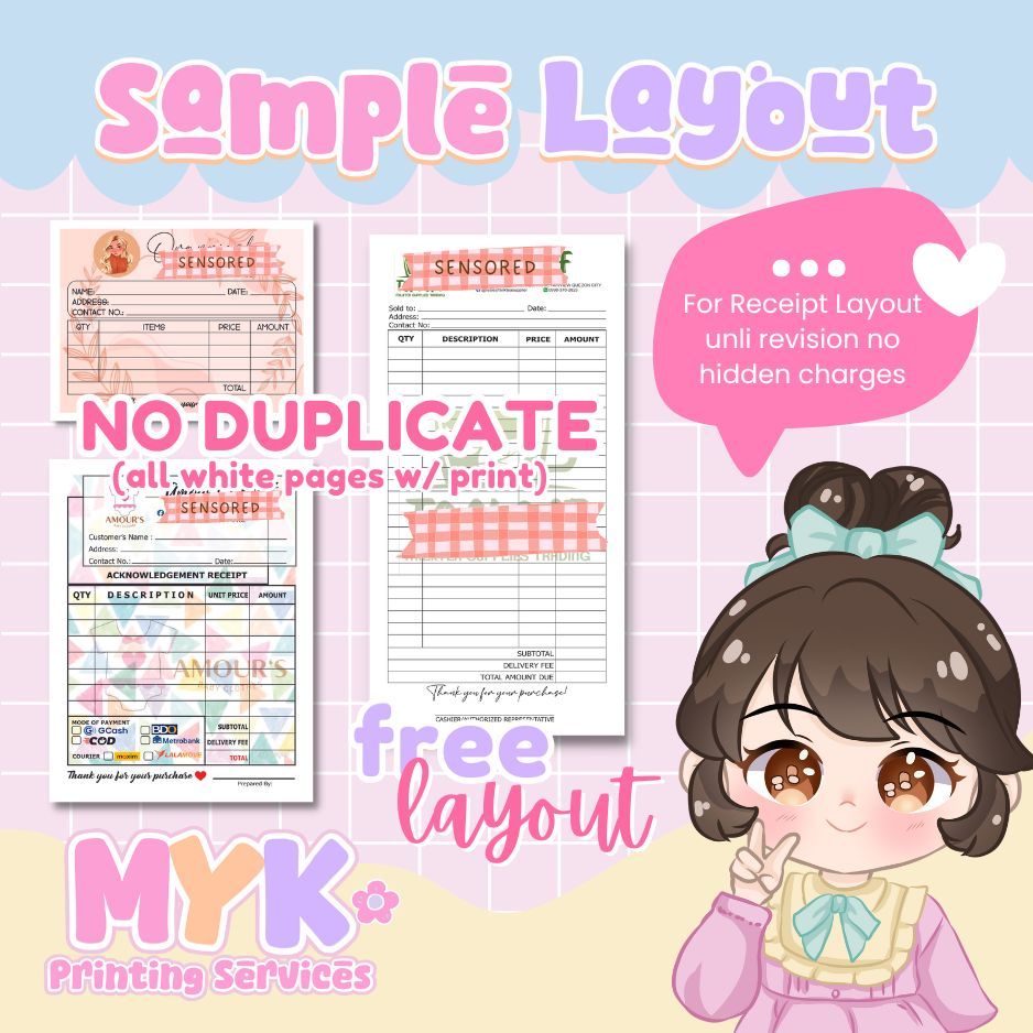 CUSTOMIZED/PERSONALIZED RECEIPT MIN. 2 PADS NO DUPLICATE (50 SHEETS AND ...