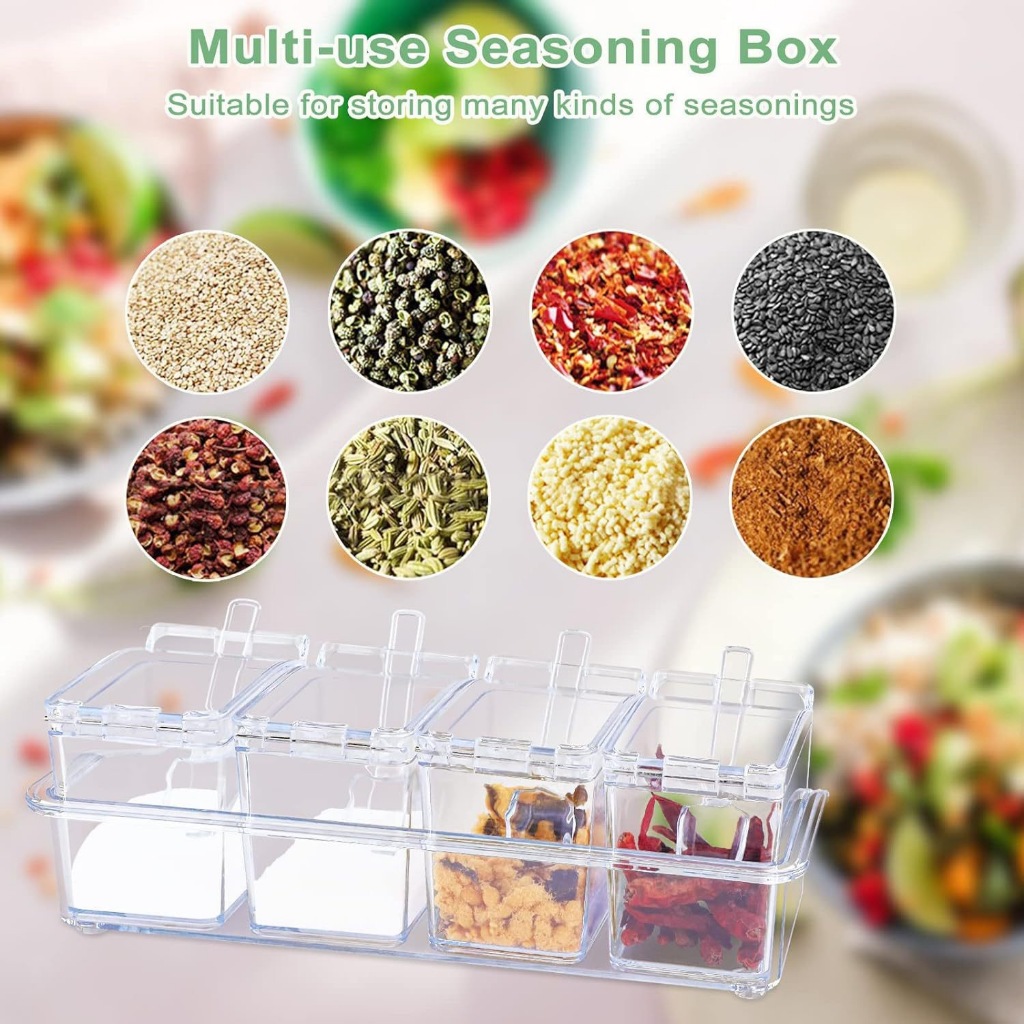 Crystal Clear Seasoning Box Acrylic Spice Rack Storage Container ...