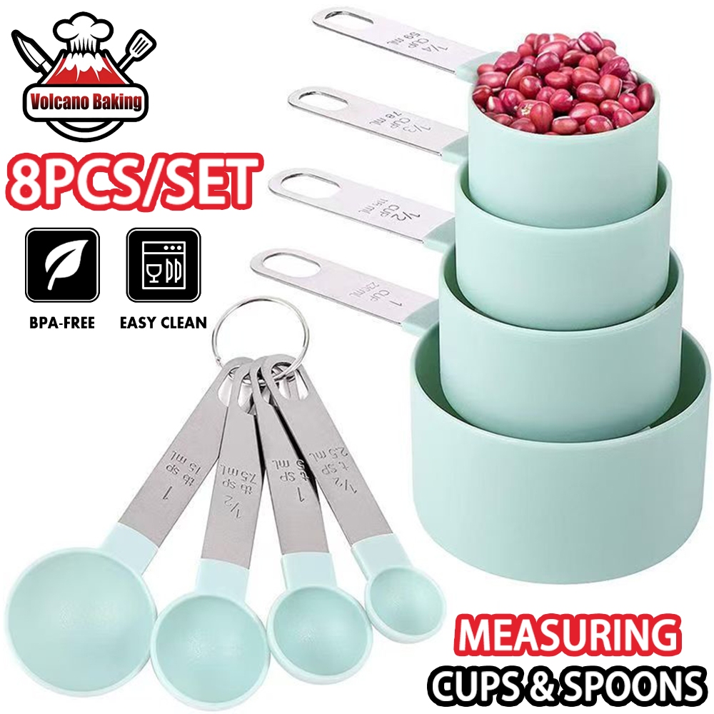 V.B.K 8PCS Stainless Steel Measuring Cup With Spoon Set Portable ...