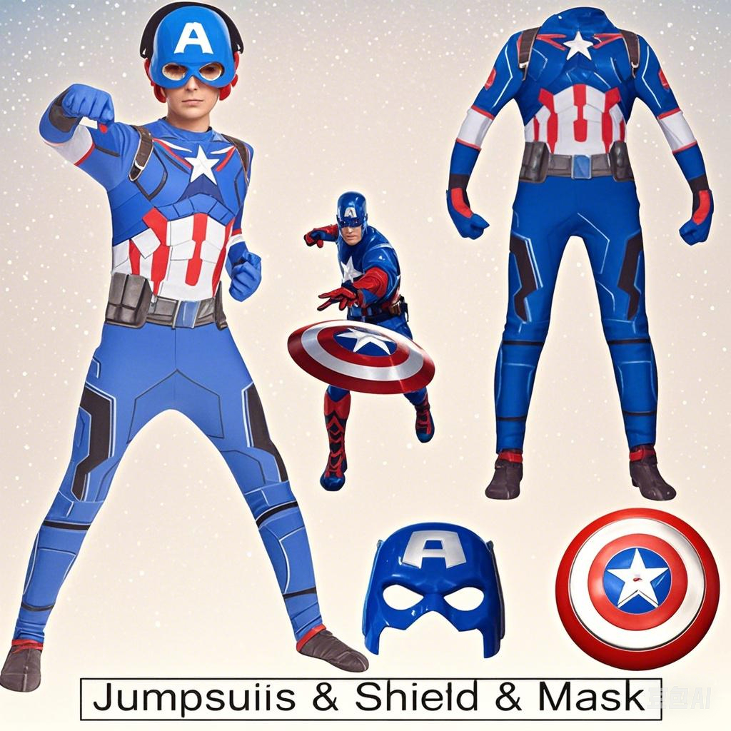 Avengers Captain America Jumpsuit Cosplay Costume for Kids Boy ...