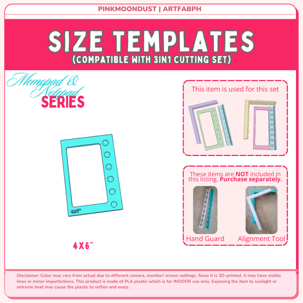 [ ARTFABPH ] Memopad + Notepad Series | Size Templates for 3pc Cutting ...