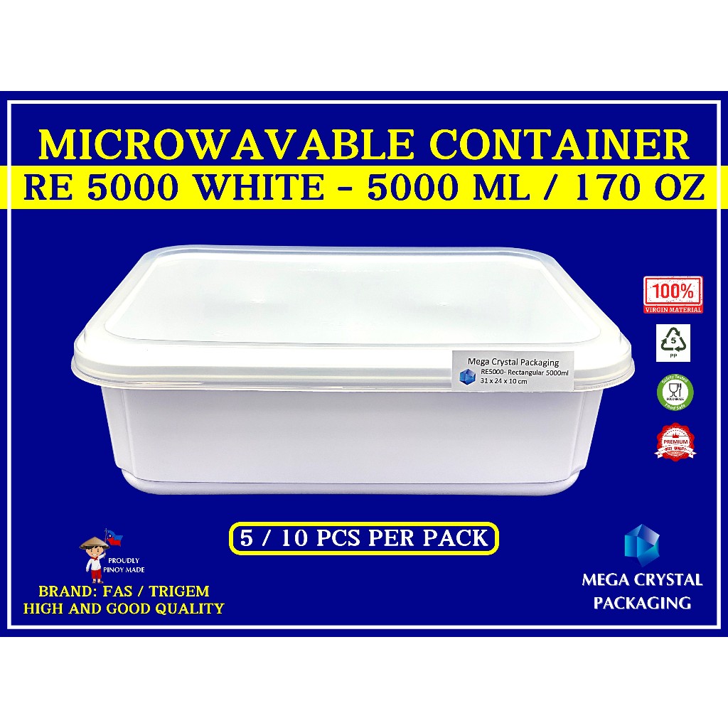 [ 5 / 10 Pcs ] Microwavable Container RE 5000 - Rectangular 5000 ml ...