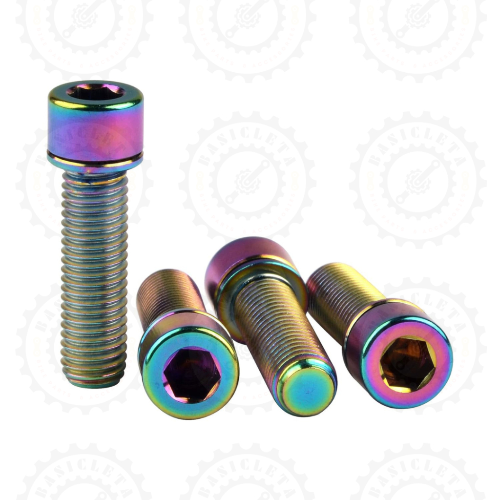 BIKE TITANIUM PLATED STEM BOLT 6PCS AEROIC M5x18mm SCREW STEM BOLT ...