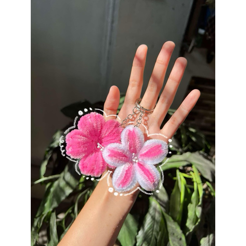 KEYCHAIN FUZZY WIRE FLOWERS AND BOW CUTE ANIK ANIKZ by RHILEYTHINGS ...