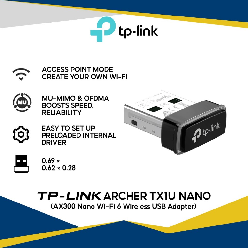 TPLINK Archer TX1U Nano- AX300 Nano Wi-Fi 6 Wireless USB Adapter | Shopee Philippines