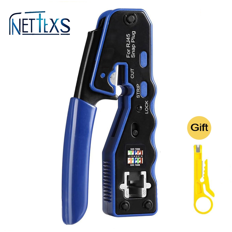 RJ45 RJ11 Pass Through Crimper Tool Crimping Tool for CAT7/CAT6A/CAT6 ...