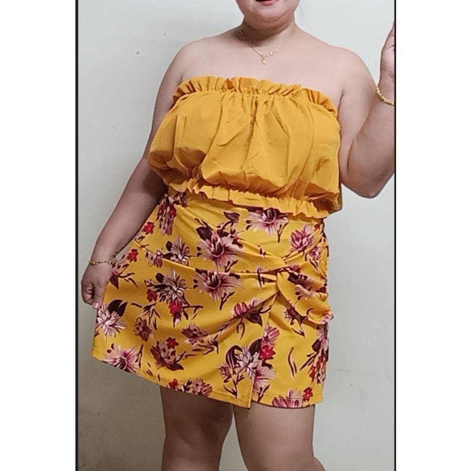 ZANDRA skort coordinate set for plus size Stretchable elegant | Shopee ...