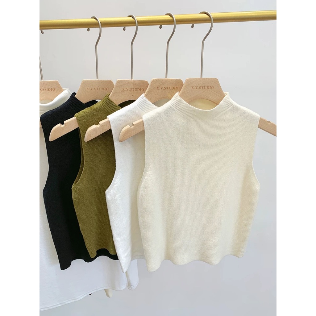 Jolly Chic Korean All Match Solid Sleeveless Soft Knitted Top M1455 ...