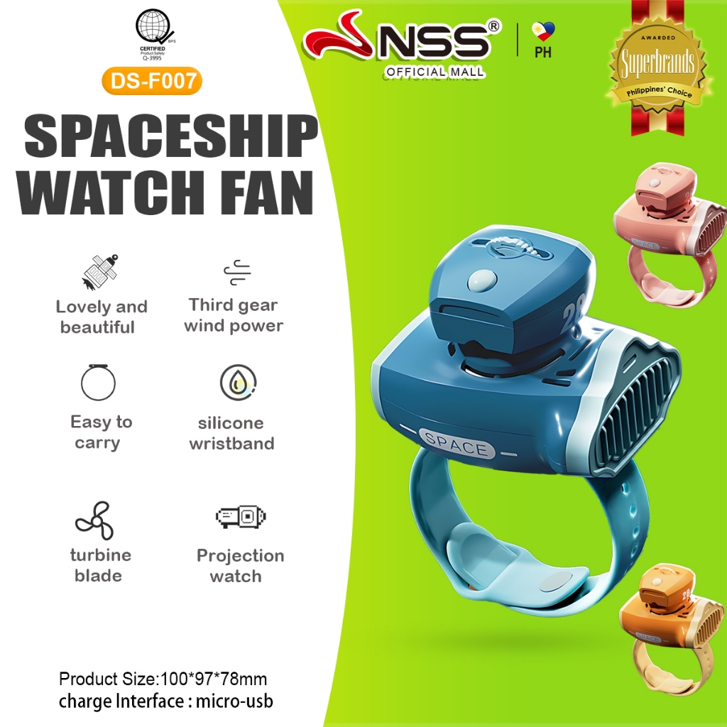 NSS Portable Children Watch Fan Cute Cartoon Watch Fan Student Outdoor ...