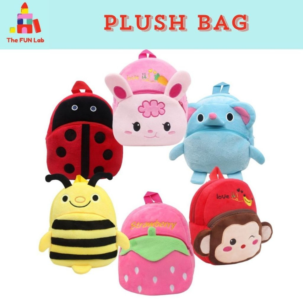 TFL Cartoon Themed Fluffy Kids Backpack Baby Small Plush Cartoon ...