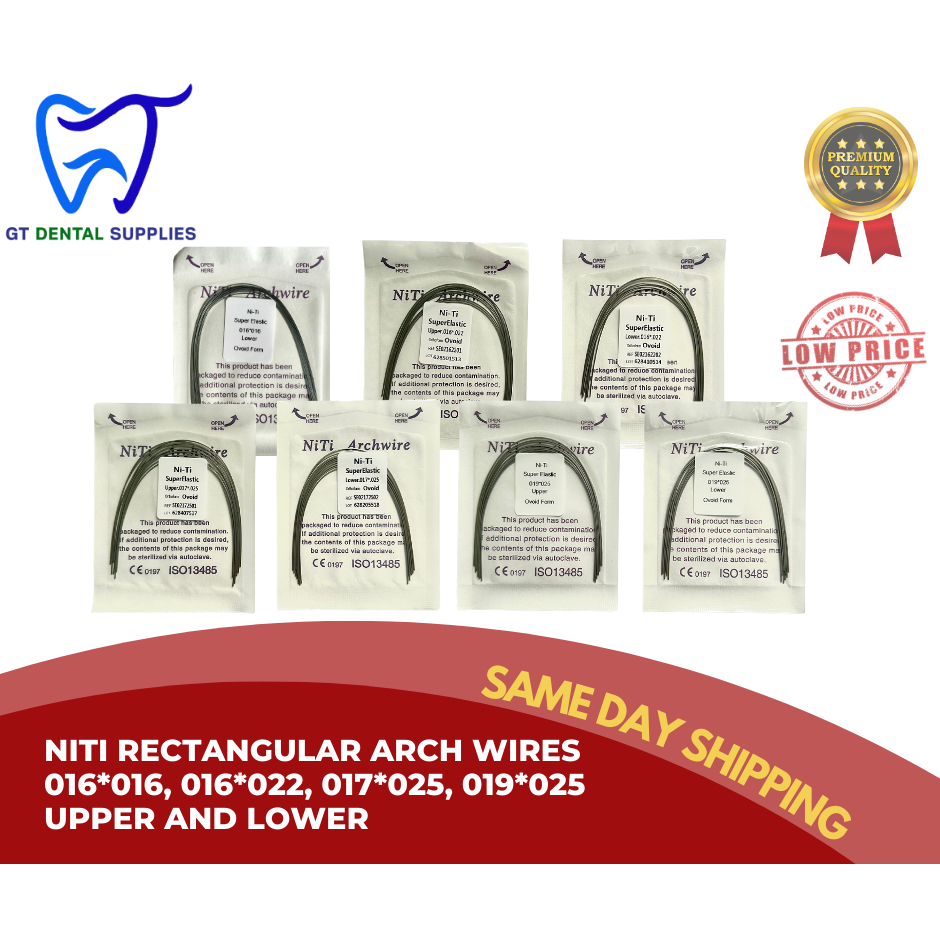 NiTi Rectangular Archwires (16x16, 16x22, 17x25, 19x25) | 10 pcs. per ...