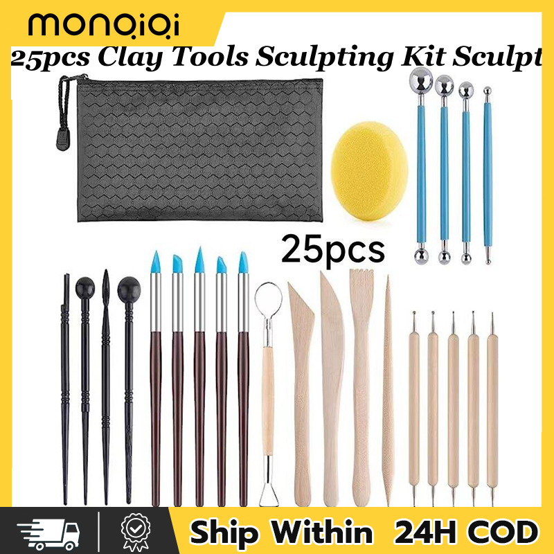 25pcs Pottery Clay Sculpting Tools Kit Clay Tools Sculpting Kit Sculpt ...