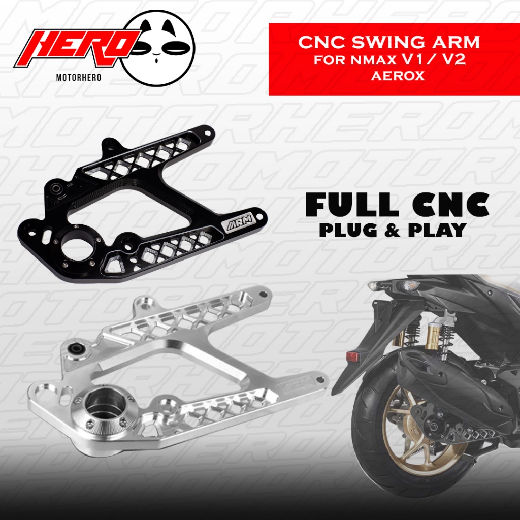 ARM Premium Swing Arm CNC 2-Color Aluminum Design For Aerox V2& NMAX v2 ARUMI MOTO PARTS ...