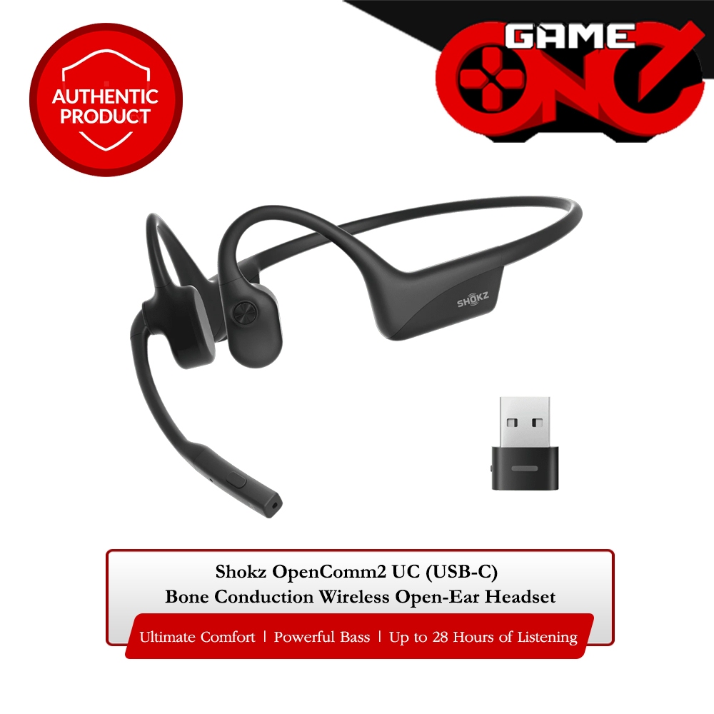 Shokz OpenComm2 UC (USB-C) Bone Conduction Wireless Open-Ear Headset (C110) [Black] | Shopee ...