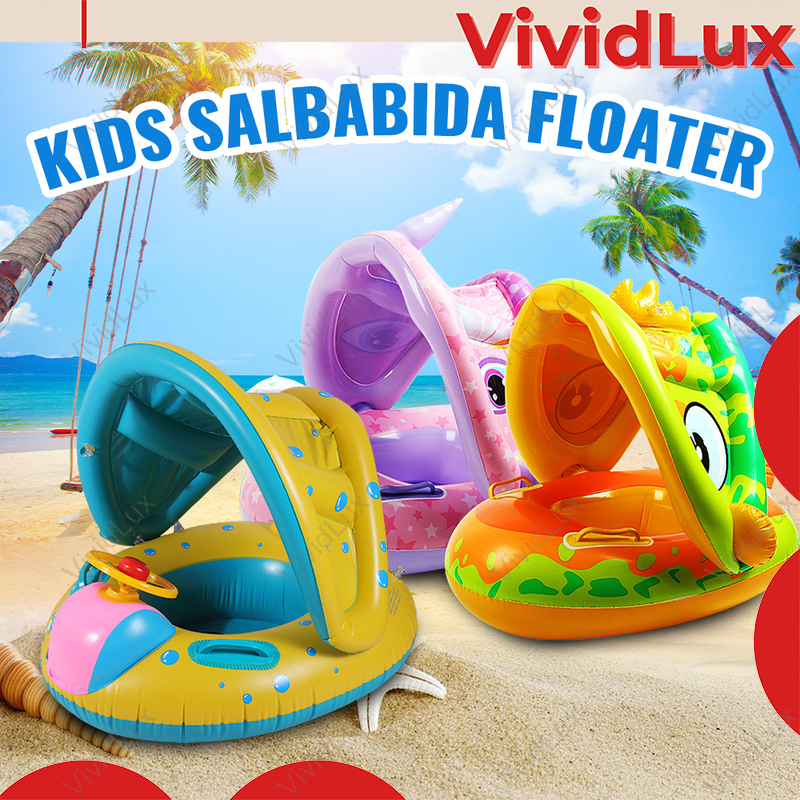 VividLux Inflatable Pool Floater Ring for Baby with Canopy Swimming ...
