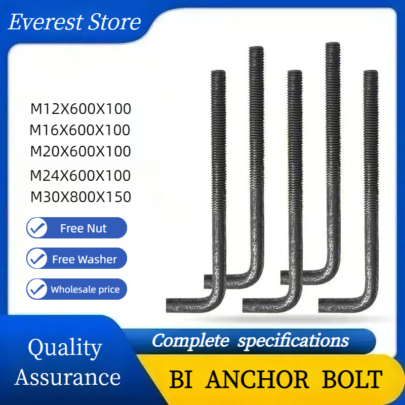 Anchor Bolt L-Type with Nut and Washer for M12, M16, M20, M24, M30 ...
