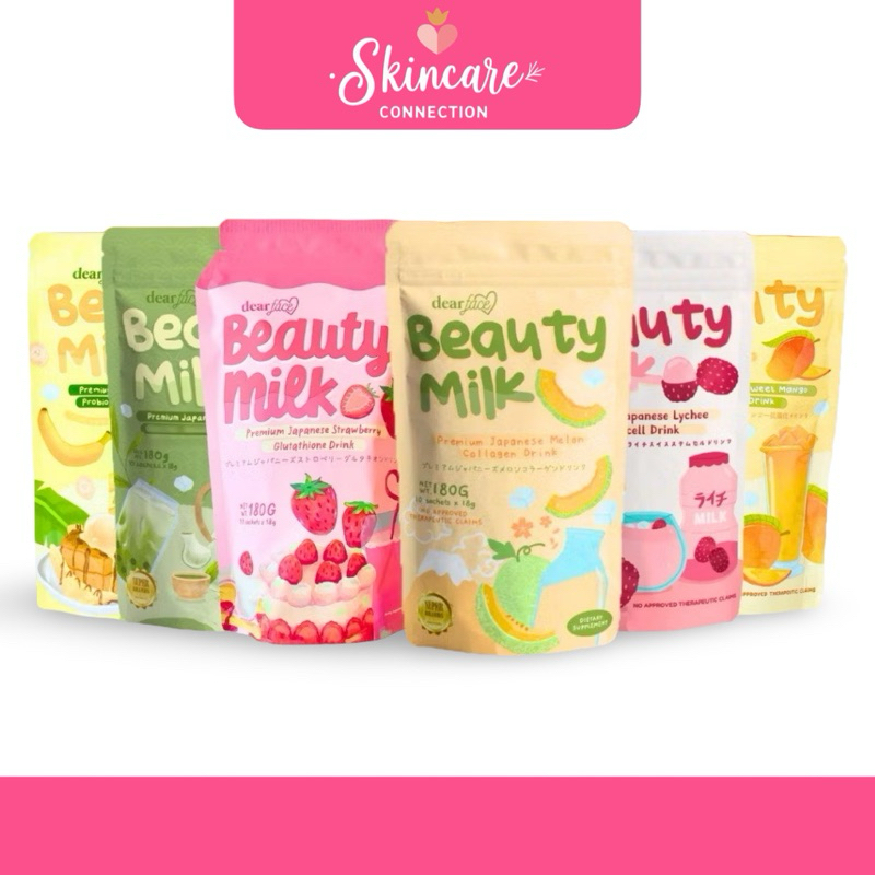 DEAR FACE Collagen Drink Beauty Milk Melon Strawberry Mango Lychee ...