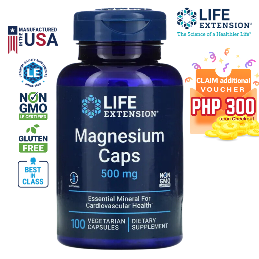 Life Extension Magnesium Caps 500 mg 100 Veg Capsules Supports Bone ...