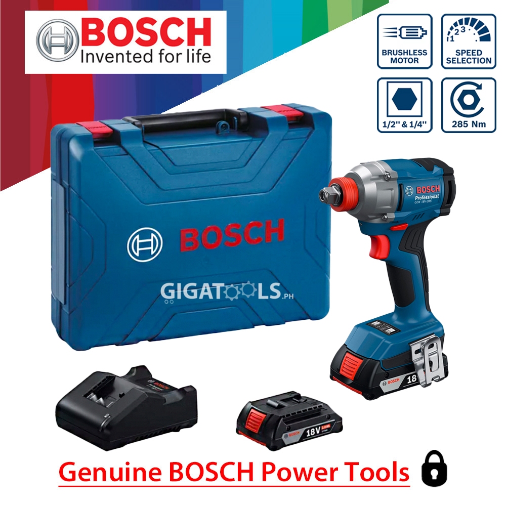 Bosch GDX 18V-285 Professional Brushless Cordless Dual Impact Driver / Impact Wrench 18V Kit Set ...