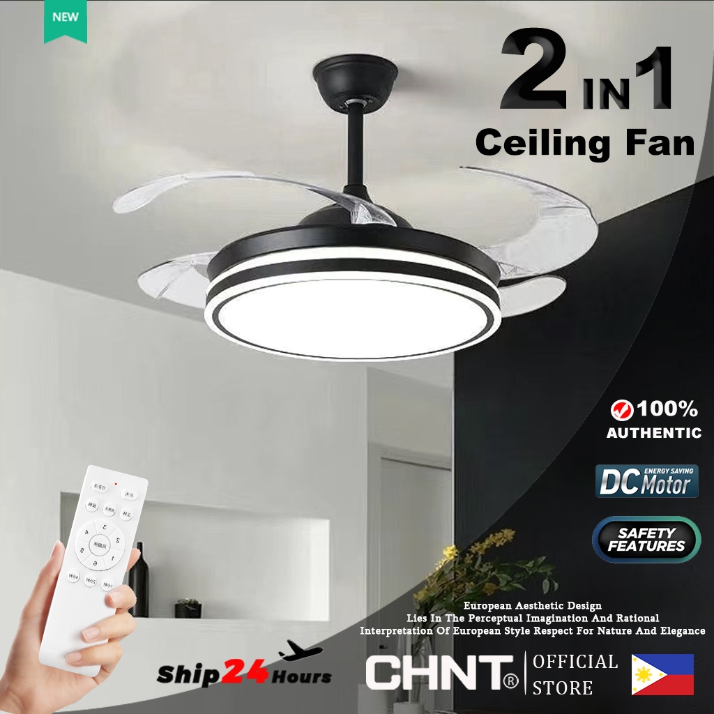 CHNT Ceiling Fan With LED Light 2 In 1 Home Dining Room Dormitory ...