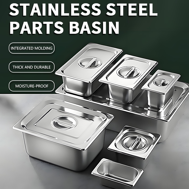 304 stainless steel hotel covered flat bottomed pan buffet food storage ...