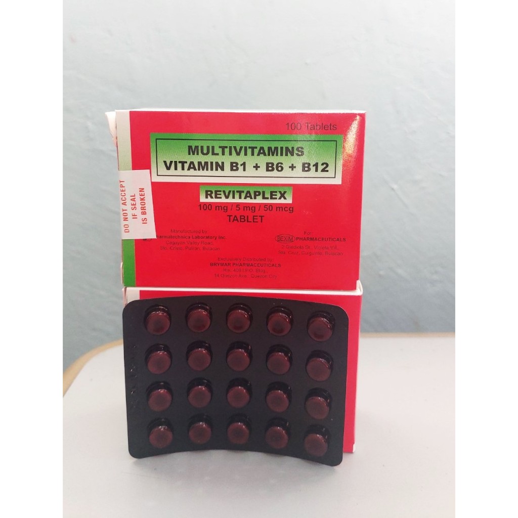 MULTIVITAMINS VITAMIN B1 + B6 + B12 REVITAPLEX 100 TABLETS | Shopee ...