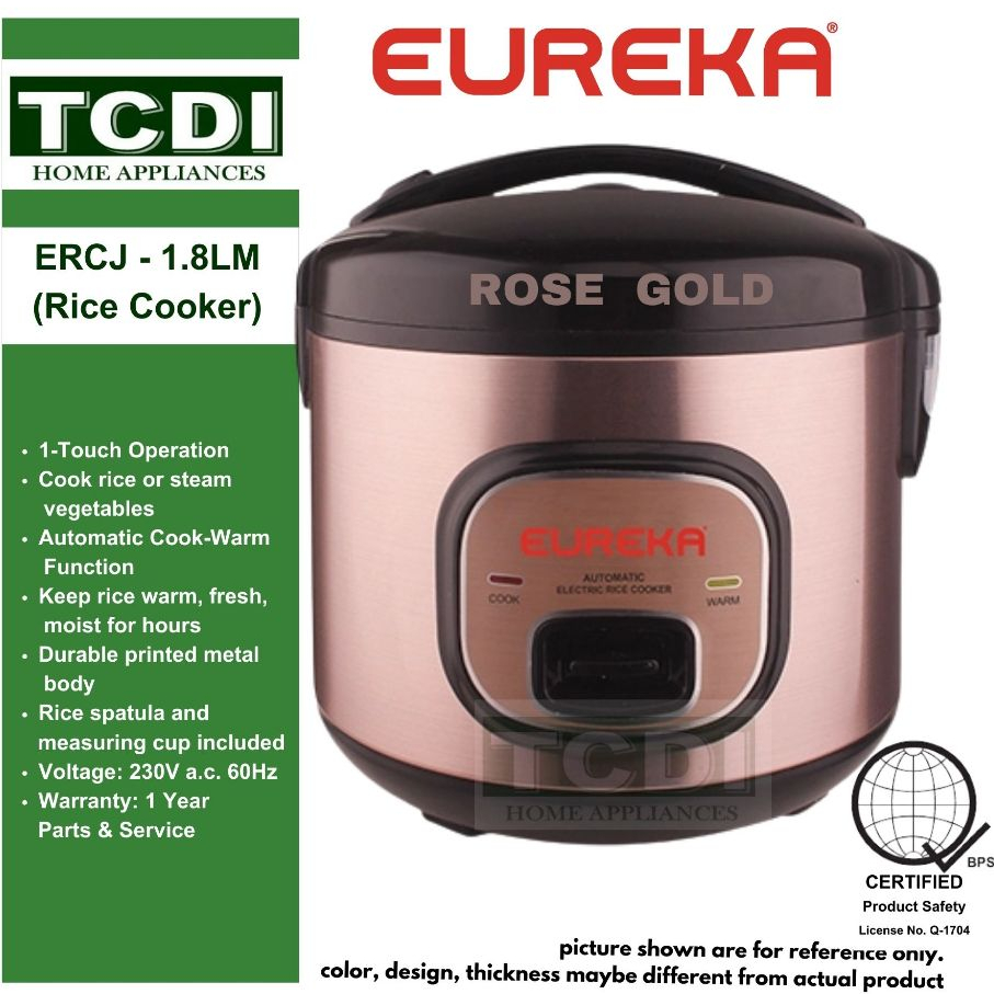 EUREKA Jar Type Rice Cooker 1.5Liters and 1.8Liters ( ERCJ - LM ) Non ...