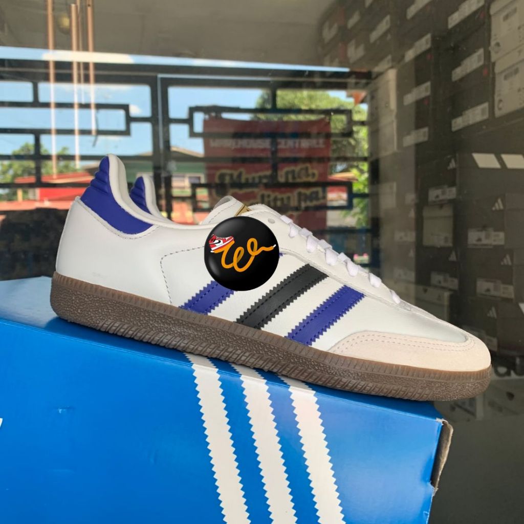 (WHC SHOES) SAMBA 0G CRYSTAL WHlTE BLUE MATTE GOLD,KIDS,IH5580 | Shopee ...