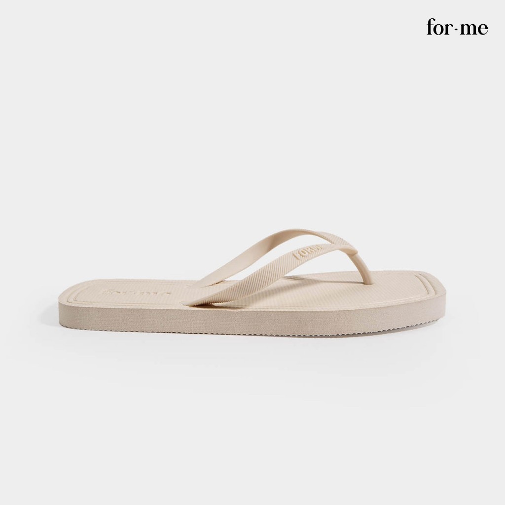 ForMe Square-Toe Flip Flops For Women (Cream/Powder Blue) | Shopee ...