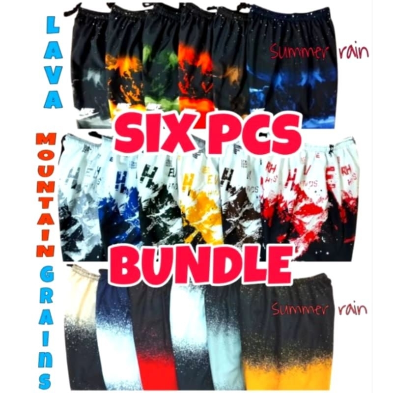 6 PCS BUNDLE NEW TRENDY PRINTS TASLAN SHORT WITH SIDE POCKET / TEENS TO ...