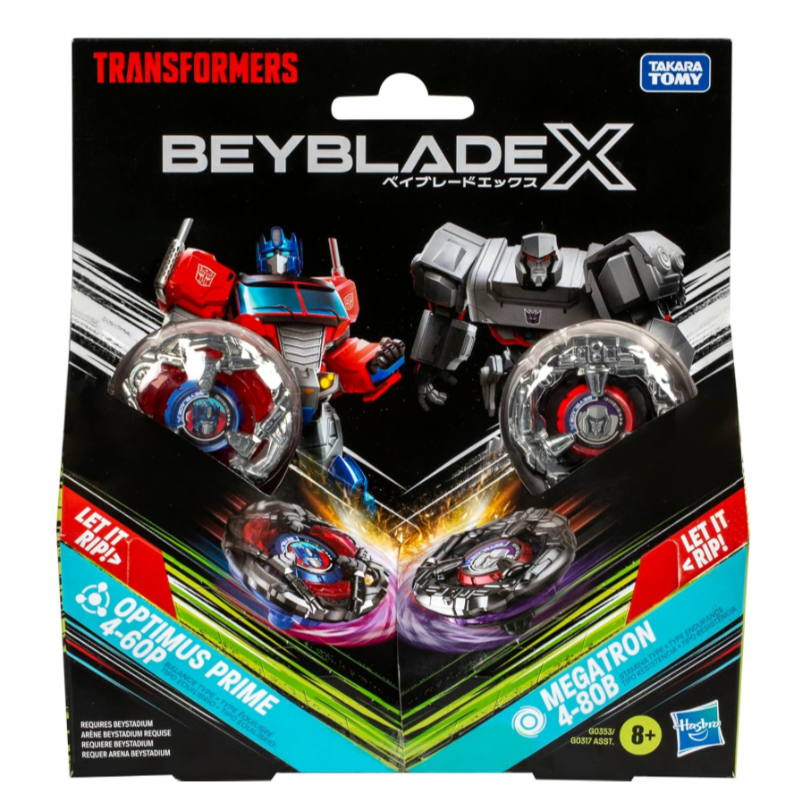 Beyblade x Transformers collaboration Optimus Prime 4-60P vs Megatron 4 ...