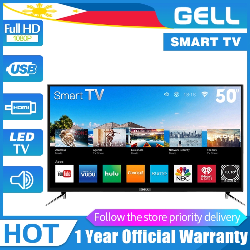 GELL 50 Inches Smart TV Flat Screen TV Android TV Frameless Ultra-Slim ...