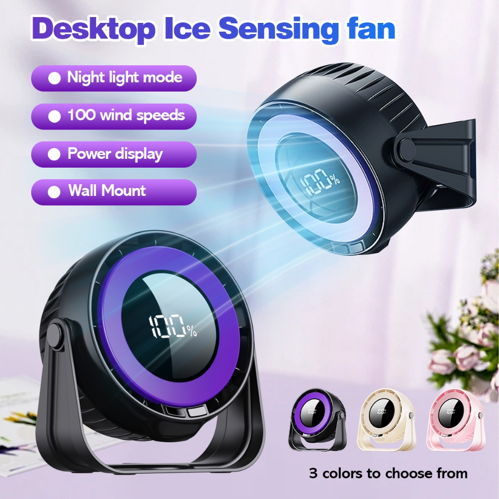 Portable Desktop Fan with 4000mAh Battery -360° Airflow, 100-Speed ...