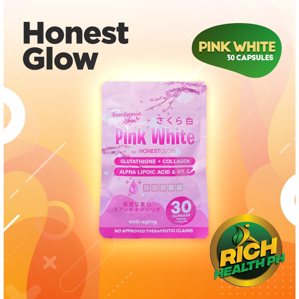 Honest Glow - Pink White Glutathione + Collagen Capsule (30capsules ...