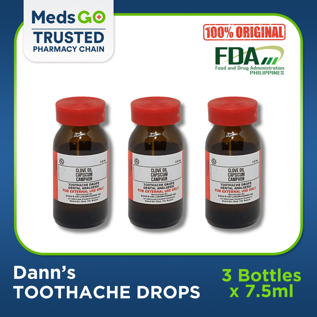TOOTHACHE DROPS Pain Reliever - 3 Bottles (Dann's) Clove Oil / Capsicum ...